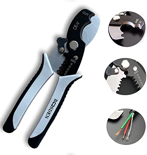 Wire Cutters Stripper, BOOSDEN 8 inch Cable Cutters, Awg Wire Cutters,Precision Wire Stripper,Heavy Duty Cable Cutters, Spring Cable Cutting Pliers for Aluminum Wire,Communications Cable Cutting