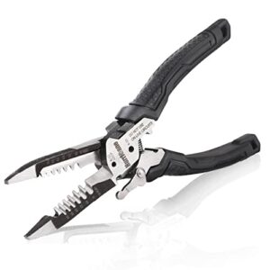 hurricane 6-in-1 wire stripper tool, wire strippers, wire cutter stripping tool for electric cable stripping cutting and crimping (8-18 awg solid, 10-20 awg stranded)