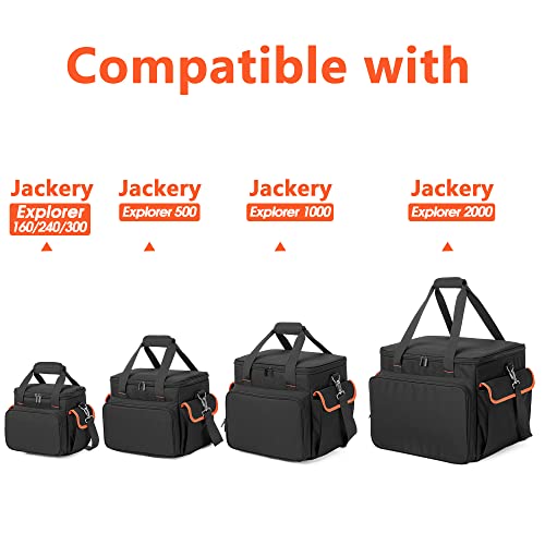 Trunab Carrying Case Compatible with Jackery Portable Power Station Explorer 160/240/300, Storage Bag with Waterproof Bottom and Front Pockets for Charging Cable and Accessories