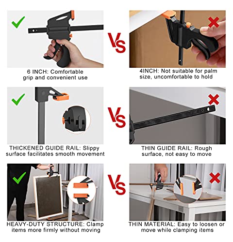 Housolution Right Angle Clamp, [2 PACK] Single Handle 90°Aluminum Alloy Corner Clamp with 6inch Bar Clamps, Right Angle Clip Clamp Tool Woodworking Welding Photo Frame Vise Holder - Silver Gray