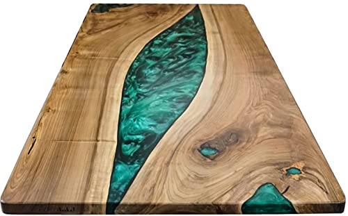 Epoxy Table, Live Edge Wooden Table, Epoxy Resin River Table, Natural Wood,Dining Table, Natural Epoxy Table, Resin Table 42" x 24" Inch