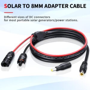 ELECTOP Solar Panel Connector to DC 8mm Adapter Cable, 6FT DC Power Plug with 5.5x2.5mm Converter, Solar Connectors Extension Cable 14AWG for GZ Yeti Jackery Solar Generator Portable Power Station