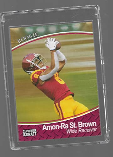 2021 SAGE Hit Premier Draft #117 Amon-Ra St. Brown Pre-Rookie NCAA Football Trading Card in Raw (NM or Better) Condition