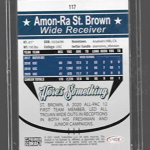 2021 SAGE Hit Premier Draft #117 Amon-Ra St. Brown Pre-Rookie NCAA Football Trading Card in Raw (NM or Better) Condition