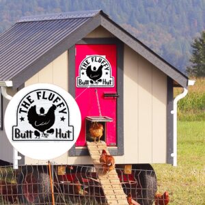 2 Sets Chicken Coop Signs Aluminum Chicken Coop Accessories The Fluffy Butt Hut Yard Signs Beware of Tiny Poultry Funny Signs for Farm Rooster Hen House Decoration, 12 x 8 Inches