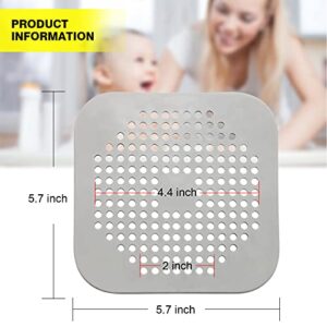 COPPATAOPP Drain Hair Catcher, Square Silicone Shower Drain Hair Catcher, Stable Hair Drain Catcher Bathtubr with Suction Cup, Easy to Install Bathroom Kitchen Sink Drain Strainer 2 Pack (Grey White)