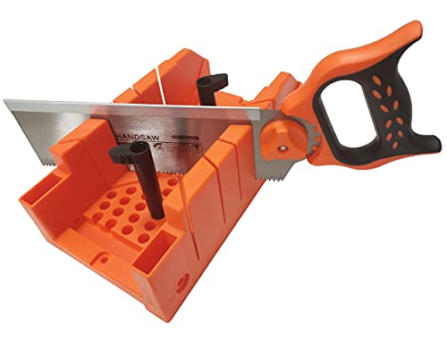 ACEgoes 12" Miter Box with Saw Included, Reinforced Steel Back Saw for Accurate Cutting, Preset 90 Degree 45 Degree 22.5 Degree and 0 Degree Cuts, 4-1/2in x 3in (width x Height) Cutting Capacity