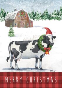 toland home garden 1012597 christmas cow christmas flag 28x40 inch double sided christmas garden flag for outdoor house merry flag yard decoration