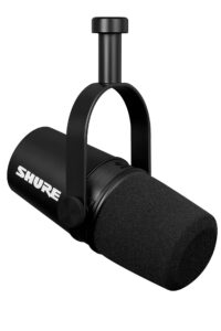 shure mv7x xlr podcast microphone - pro quality dynamic mic for podcasting & vocal recording, voice-isolating technology, all metal construction, mic stand compatible, optimized frequency - black