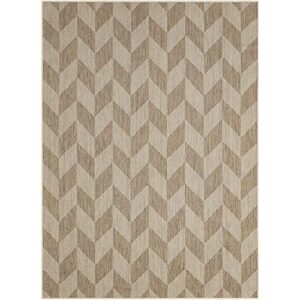 nicole miller new york patio country calla contemporary herringbone indoor/outdoor area rug, brown/beige, 5'2"x7'2"