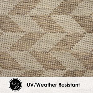 Nicole Miller New York Patio Country Calla Contemporary Herringbone Indoor/Outdoor Area Rug, Brown/Beige, 5'2"x7'2"