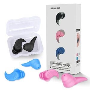 ear plugs for sleeping, noise canceling earplugs, reusable flexible silicone, 3 colors waterproof noise reduction ear plugs for swimming, concerts, airplanes(blackpinkblue)