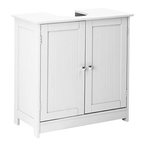 vingli pedestal under sink cabinet free standing bathroom storage cabinet organizer with with 2 doors adjustable shelf modern white small bath sink cabinet space saver 23.6" x 11.8"x 23.6"