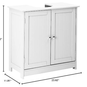 VINGLI Pedestal Under Sink Cabinet Free Standing Bathroom Storage Cabinet Organizer with with 2 Doors Adjustable Shelf Modern White Small Bath Sink Cabinet Space Saver 23.6" x 11.8"x 23.6"