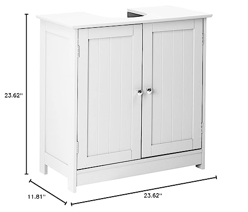 VINGLI Pedestal Under Sink Cabinet Free Standing Bathroom Storage Cabinet Organizer with with 2 Doors Adjustable Shelf Modern White Small Bath Sink Cabinet Space Saver 23.6" x 11.8"x 23.6"