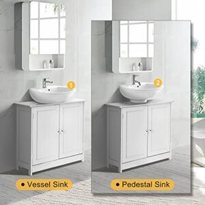 VINGLI Pedestal Under Sink Cabinet Free Standing Bathroom Storage Cabinet Organizer with with 2 Doors Adjustable Shelf Modern White Small Bath Sink Cabinet Space Saver 23.6" x 11.8"x 23.6"