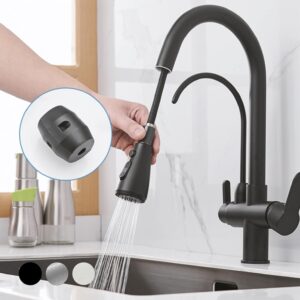 deck mounted black kitchen faucets pull out adjustable cold and hot water filter tap for kitchen three ways sink mixer kitchen faucet brass