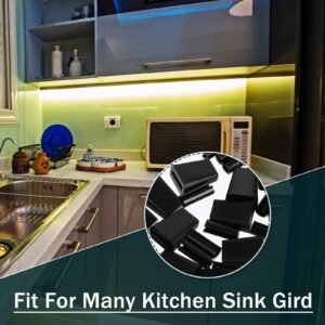 Kitchen Sink Rack Rubber Feet Protective Rack Feet Black Grid Protector Replacement Sink Hard Rubber Protecter for Kitchen Sink Grid (32 Pieces)