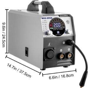 VEVOR MIG TIG MMA Welder 200A Welding Machine 6 in 1 Combo Aluminum Welding Machine 110/220V Portable Flux Core Welder Automatic Wire Feeding Wire Dia. 0.68-1.0 MM w/1 KG Welding Wire Stick Welder