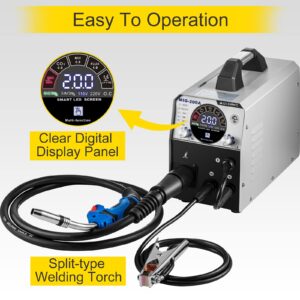 VEVOR MIG TIG MMA Welder 200A Welding Machine 6 in 1 Combo Aluminum Welding Machine 110/220V Portable Flux Core Welder Automatic Wire Feeding Wire Dia. 0.68-1.0 MM w/1 KG Welding Wire Stick Welder