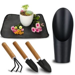 5pcs succulent tools, mini garden tools,plant potting mat as plant accessories,succulent gardending hand tools kit for seedling soil,caring succulent,etc,gifts for woman’s gardening work(no flowerpot)