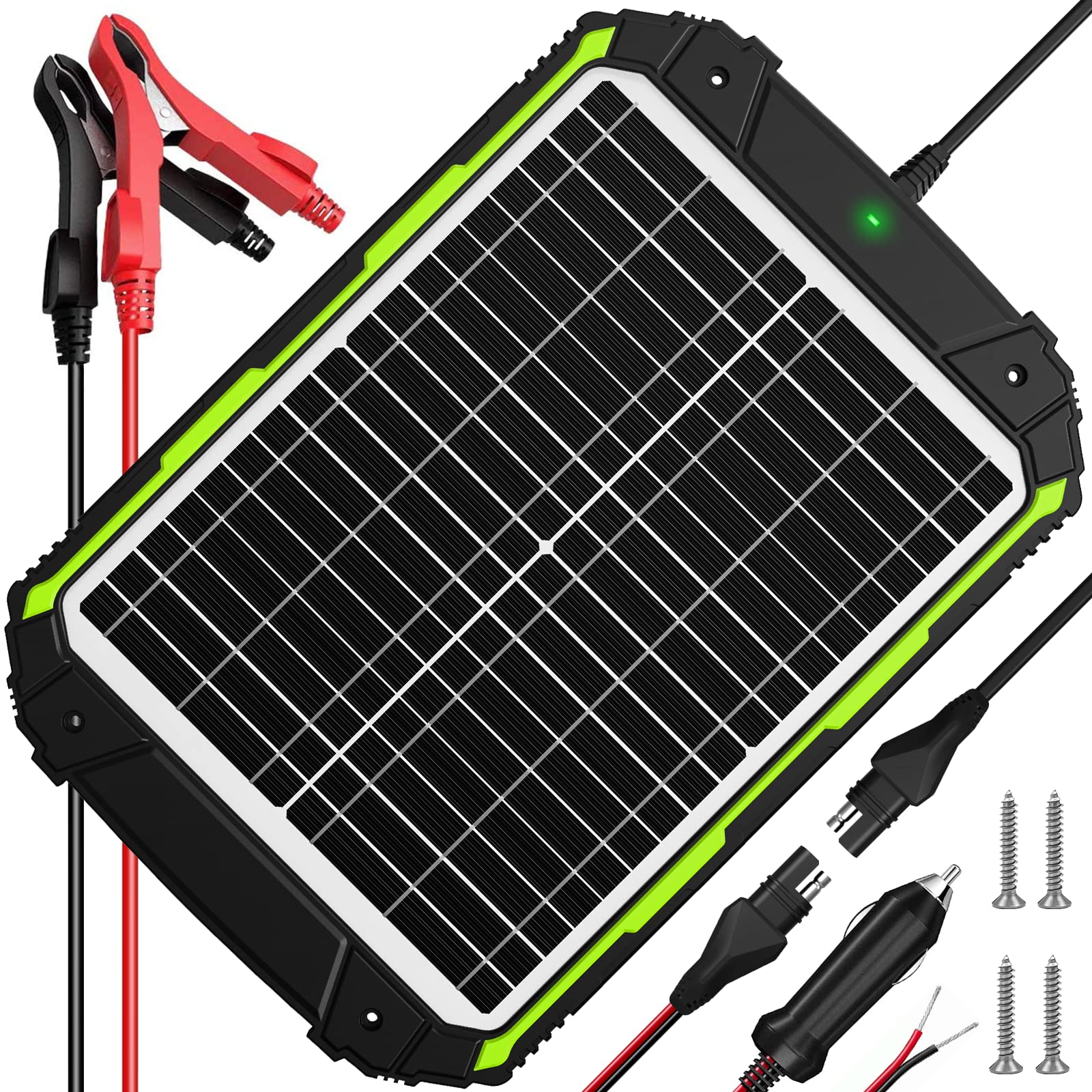 Sun Energise 20W 12V Solar Powered Battery Charger & Maintainer, Built-in Smart MPPT Charge Controller, Waterproof 20 Watt 12 Volt Solar Panel Trickle Charging Kits for Car Auto Boat RV Marine Trailer