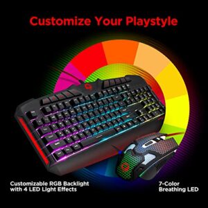 HyperGear 4-in-1 Gaming Kit RGB Backlit Gaming Keyboard, 4 Level DPI Switch Mouse, Stereo Gaming Headphones with Mic, Mousepad for PC in Game & Online Chat