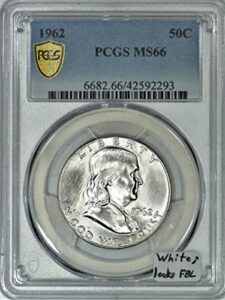 1962 p franklin half dollar ms-66 pcgs