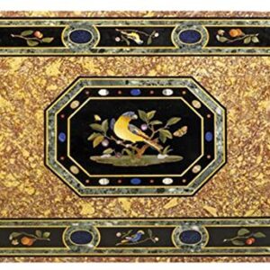 48" x 30" Inch Black Marble Dining Table/Coffee Table Italian Pietra Dura Design Outdoor Indoor Table, Office Table, Conference Table