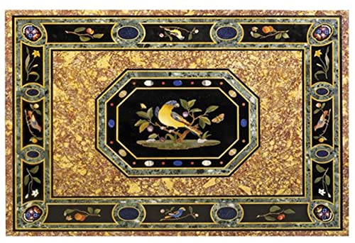 48" x 30" Inch Black Marble Dining Table/Coffee Table Italian Pietra Dura Design Outdoor Indoor Table, Office Table, Conference Table