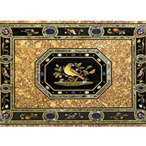 48" x 30" Inch Black Marble Dining Table/Coffee Table Italian Pietra Dura Design Outdoor Indoor Table, Office Table, Conference Table