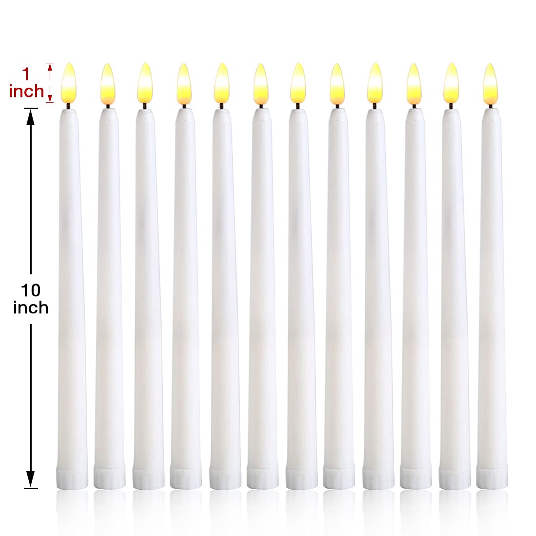 duduta White Flameless Taper Candles with Remote, Flickering Realistic LED Battery Operated Candlesticks Set of 12