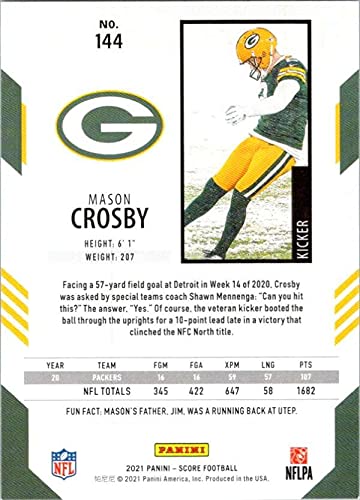 2021 Score #144 Mason Crosby Green Bay Packers NM-MT NFL Football