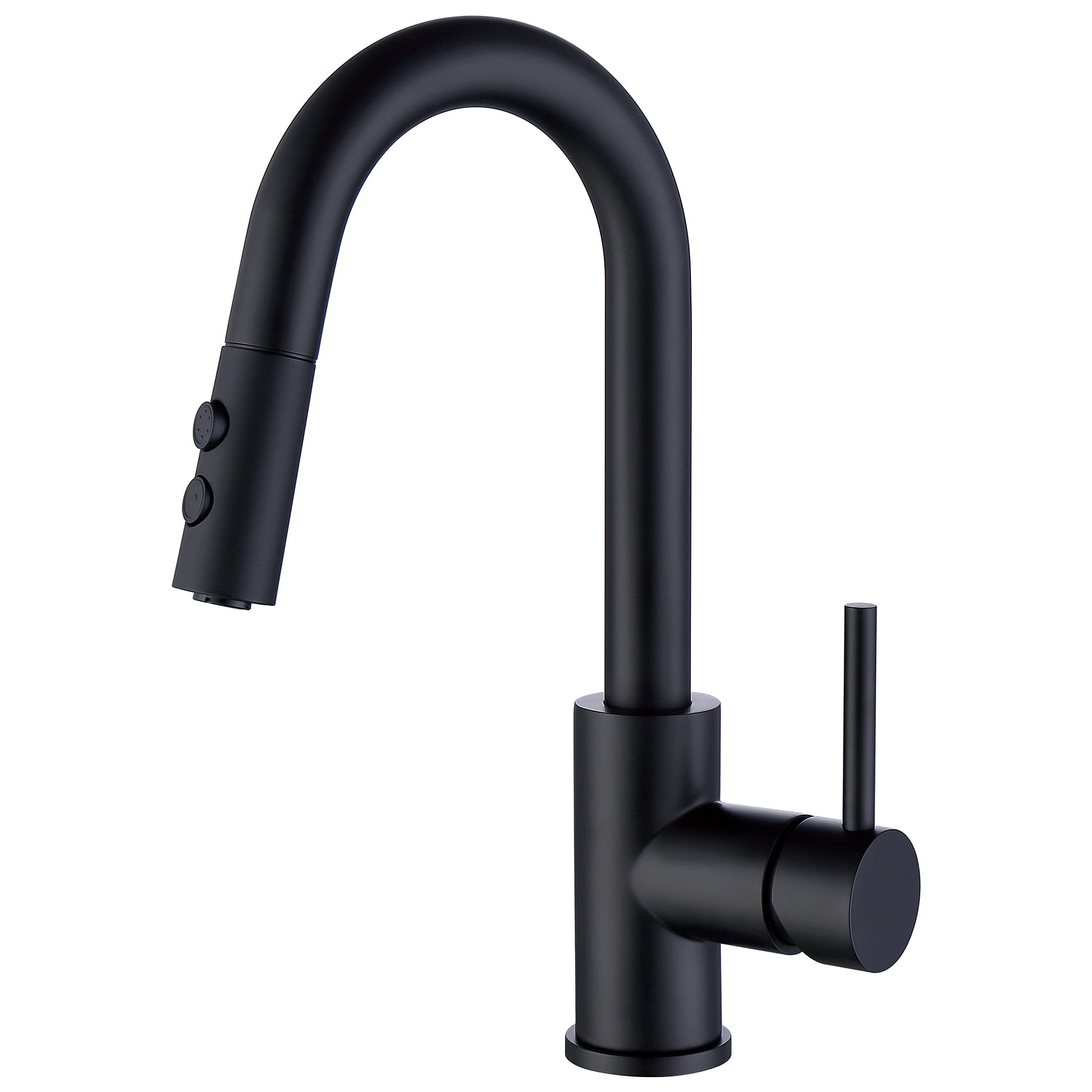 Bar Faucet with Pull Out Sprayer Single Hole Matte Black, JXMMP Single Handle Stainless Steel Bar Sink Faucets with Sprayer, Modern Small Kitchen Sink Faucet with cUPC Supply Hose