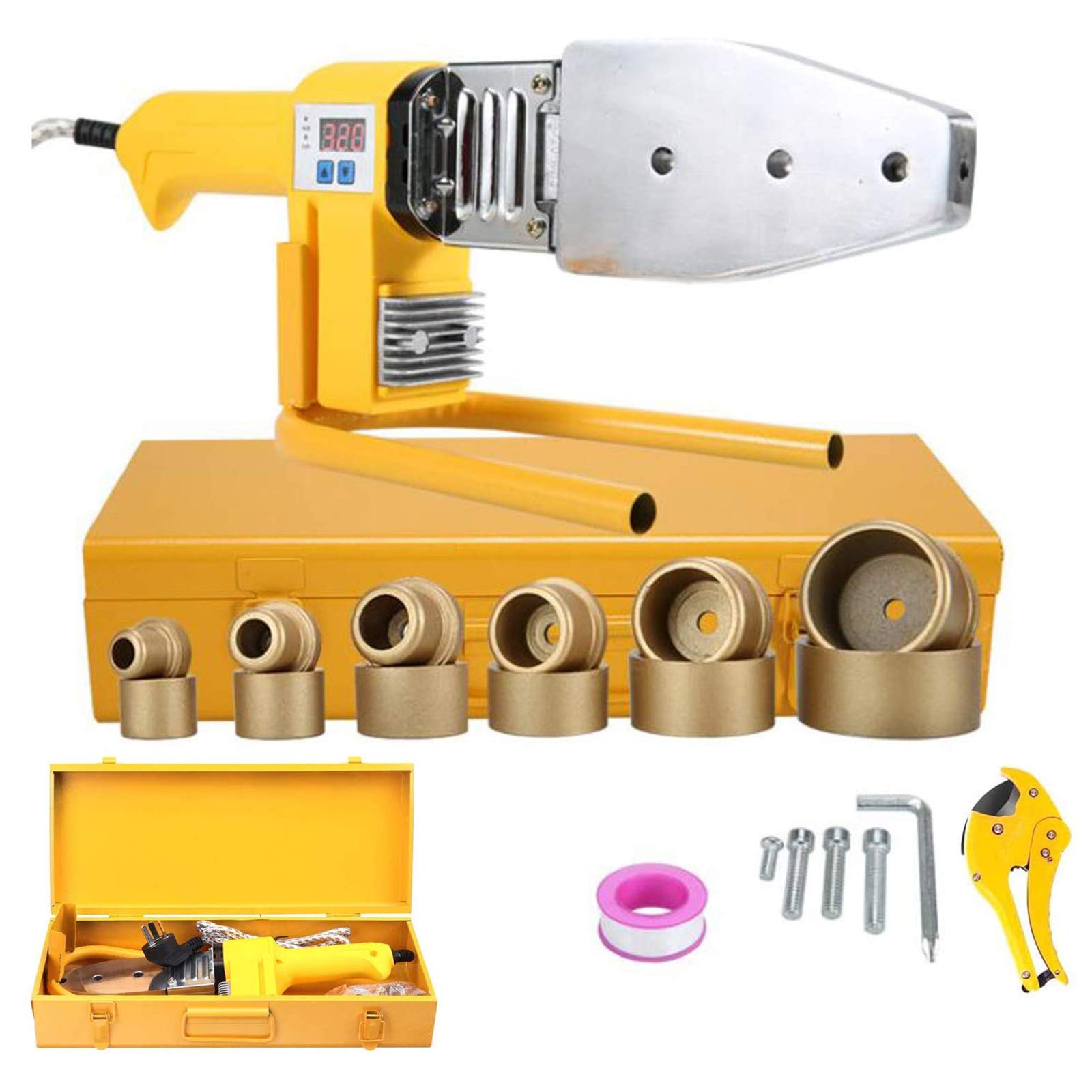 XIMULIZI Electric Fusion Welder Socket Fusion Tool Kit 800W 220V Digital Water Pipe Welding Machine Electric Heating Hot Melt Tools for PPR PP PE Tube