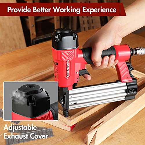 Arrow 18 Gauge Pneumatic Brad Nailer, Oil-Free Upholstery Nail Gun with 4000 Pieces 5/8 '', 1 '', 1-1/4 '' Nails, Adjustable Exhaust, for Woodworking, Professional and DIY Projects, PT18G