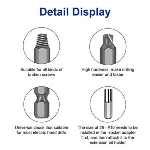 Be91eiter Damaged Screw Extractor Set, 22 PCS Stripped Kit for Broken Bolt All-Purpose HSS Remover Set with Magnetic Extension Bit Holder & Socket Adapter, Silver