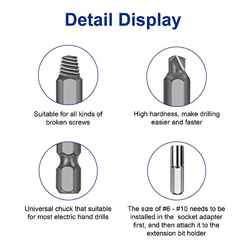 Be91eiter Damaged Screw Extractor Set, 22 PCS Stripped Kit for Broken Bolt All-Purpose HSS Remover Set with Magnetic Extension Bit Holder & Socket Adapter, Silver