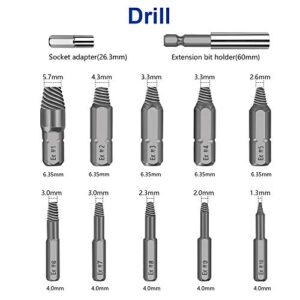 Be91eiter Damaged Screw Extractor Set, 22 PCS Stripped Kit for Broken Bolt All-Purpose HSS Remover Set with Magnetic Extension Bit Holder & Socket Adapter, Silver