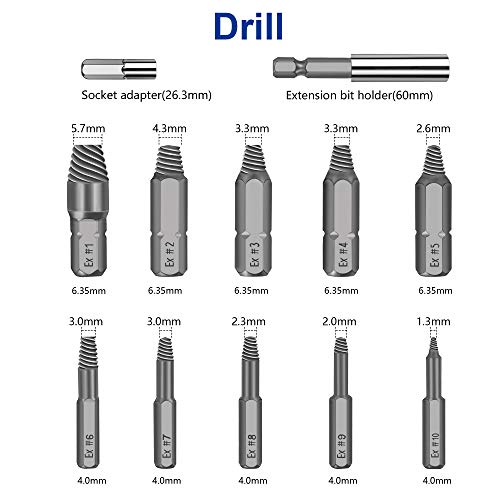 Be91eiter Damaged Screw Extractor Set, 22 PCS Stripped Kit for Broken Bolt All-Purpose HSS Remover Set with Magnetic Extension Bit Holder & Socket Adapter, Silver