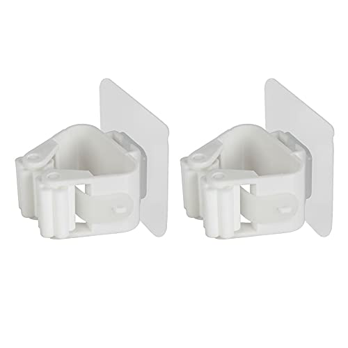 QWEQWE Broom Mop Wall Mount Holder Self Adhesive Tape, Brush Broom Gripper Holds, Storage Racks & Organization for Your Home, Kitchen Pan, Garage Bathroom Garden Tool Rack No Drilling 2 Pack-White