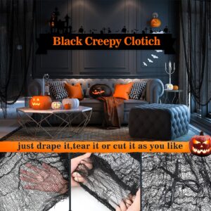 5Pcs Halloween Creepy Cloth Black 30×72inch - Halloween Decorations Clearance - Creepy Spooky Halloween Decorations Outdoor Indoor