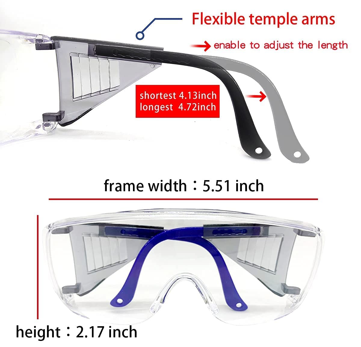 XII WY 3 Pack of Safety Glasses (3 Pairs in 3 Colors) Anti-Fog Crystal Clear Eye Protection Over Glasses Scratch Resistant lab Safety Construction Work CE EN 166 Certified