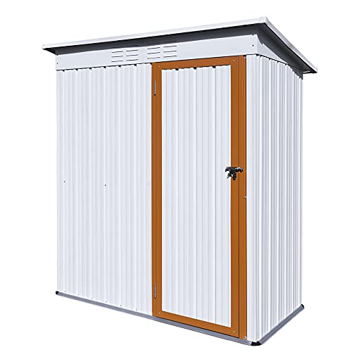 Gagihoom Outdoor Garden Storage Shed,5.1 x 2.6 FT Metal Shed Storage House with Doors Lock for Patio Yard(Base not Included) White