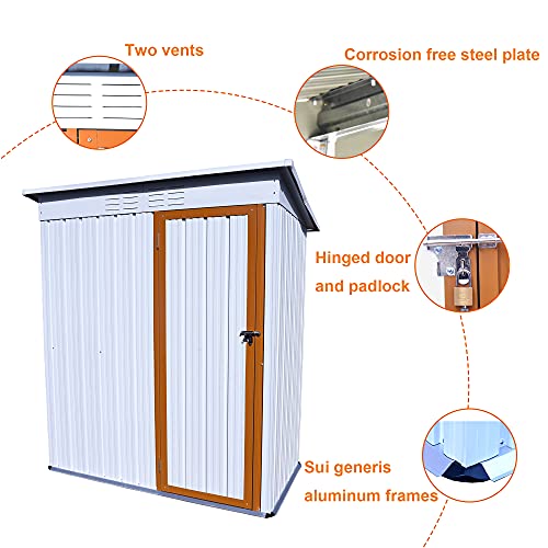 Gagihoom Outdoor Garden Storage Shed,5.1 x 2.6 FT Metal Shed Storage House with Doors Lock for Patio Yard(Base not Included) White