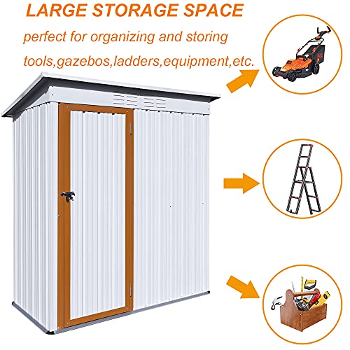 Gagihoom Outdoor Garden Storage Shed,5.1 x 2.6 FT Metal Shed Storage House with Doors Lock for Patio Yard(Base not Included) White