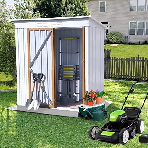 Gagihoom Outdoor Garden Storage Shed,5.1 x 2.6 FT Metal Shed Storage House with Doors Lock for Patio Yard(Base not Included) White