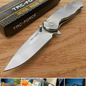 Framelock Stainless Steel Open Folding Pocket Knife 2.62" Blade Stainless Handle Outdoor Survival Hunting Knife for Camping by Survival Steel