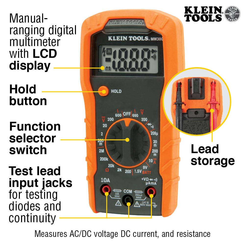 Klein Tools 69149P Electrical Test Kit with Digital Multimeter, Noncontact Voltage Tester and Electrical Outlet Tester, Leads and Batteries