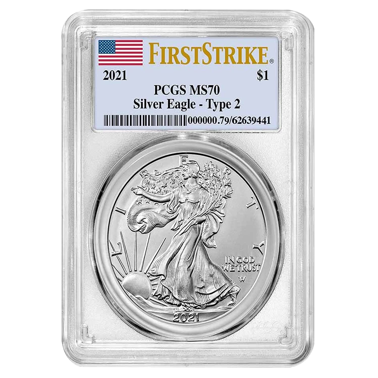 2021 American Silver Eagle - TYPE 2 - First Strike $1 MS-70 PCGS